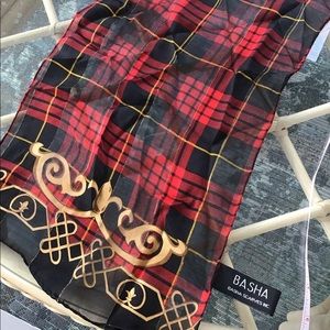 basha | Accessories | Vintage Basha 0 Silk Scarf Red Black And Gold ...